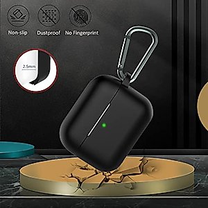 Coffea for Airpods Pro 2nd Generation Case Cover, Soft Silicone Shock-Absorbing Protective Case with Keychain for New Apple Airpods Pro 2 Case 2022 [Front LED Visible] - Black