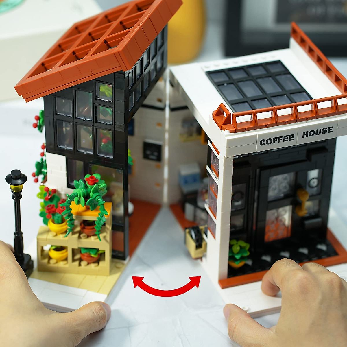 ENJBRICK Modular House Building Kit,Townhouse Building Blocks Model Set for Teens and Adults,Architecture Collectible Toy Building Set