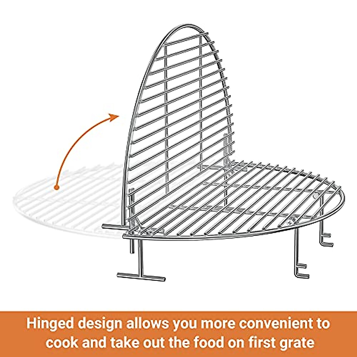 only fire Stainless Steel Cooking Grate Extended Top Grate for Weber 22" Kettle, Big Green Egg, Kamado Joe Classic Ceramic Grills, 17 1/2 Inch