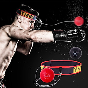 YMX BOXING Training Reflex Ball - Adjustable Elastic Head Band, Light Weight Soft Foam Balls - Improve Hand to Eye Coordination, Reaction Speed, Focus, Accuracy - Cardio Sports Exercise Equipment