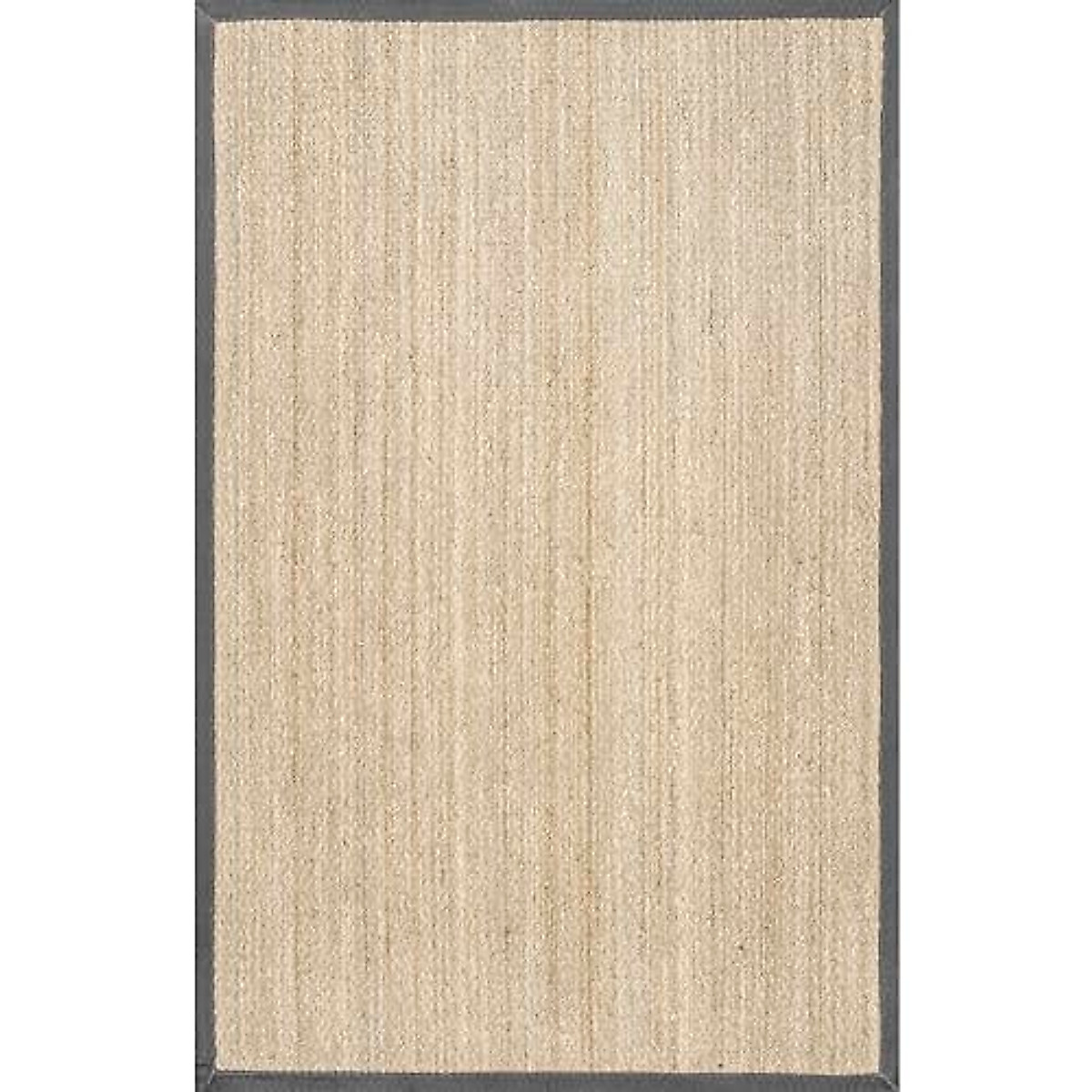 nuLOOM 8x10 Elijah Seagrass Area Rug, Dark Grey, Solid Farmhouse Style, Cotton Bordered, Basketweave, Natural Fiber, For Bedroom, Dining Room, Living Room, Hallway, Office, Kitchen, Entryway