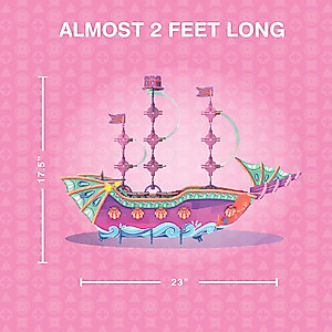 PINXIES Marvelous Mermaid Ship | Build-Your-Own Magical Boat Play Set, Kids 3D Puzzle Toy - STEM Girl Toys Ages 6-7 and Up