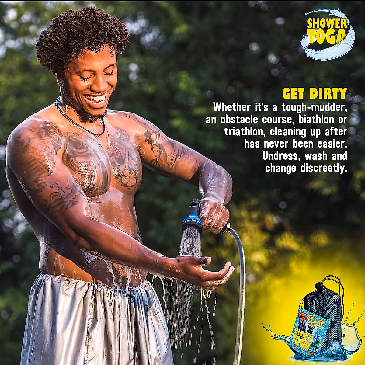 Shower Toga – Wearable Shower Garment, Privacy RV & Camping Shower, Surf Poncho, Shower Tent, or Portable Changing Room, Camping, Pool, & Outdoor Shower, Standard Size