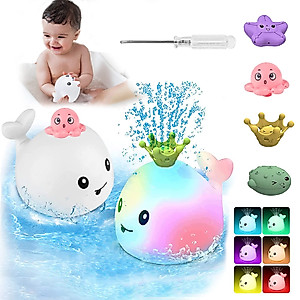 Bath Toys Whale Bath Toy Spray Light Up Whale Automatic Spray Water Bath Bathtub Toys Spray Water Squirt Toy for Toddlers Infants Kids Children Pool Shower Bathroom Toys Spray Water Bath Toy