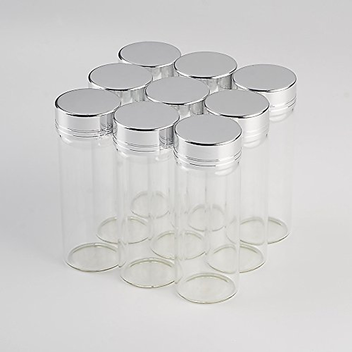 12units 30x80mm Empty Jars Glass Bottle with Aluminium Silver Color Screw Cap 40mlSealed Liquid Food Gift Container (12, 40ML-Silver Lid)