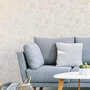 NuWallpaper NUS3578 Silver Hikarigaoka Peel & Stick Wallpaper, Metallic