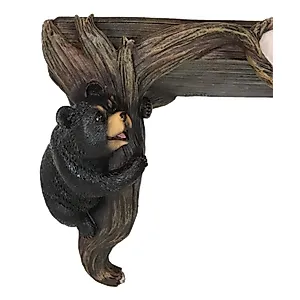 Ebros Whimsical Climbing Black Bears by Tree Branches with Heart Shaped Center Arch Wall Hanging Floating Shelf 13.5" Wide Rustic Bear Family Decorative Cabin Lodge Country Mountain Western Homes
