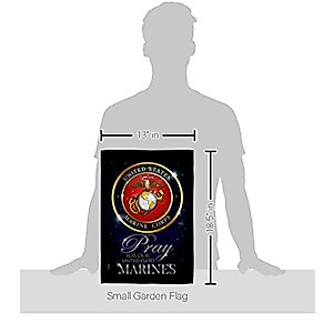 Breeze Decor Pray United Garden Flag Set Wood Dowel Armed Forces Marine Corps USMC Semper Fi State American Military Veteran Retire Official House Yard Gift Double-Sided, Made in USA