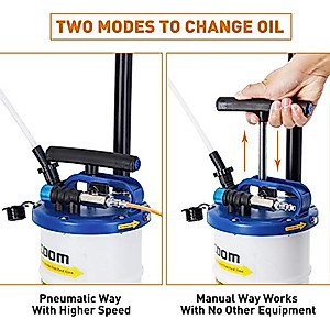 Aocoom-QingCang 6.5 Liter Oil Changer Vacuum Transmission Fluid Extractor Pneumatic/Manual Fluid Evacuator with Pump Tank Remover and Brake Bleeding Hose Engine Oil Change & Fluid Change Tool