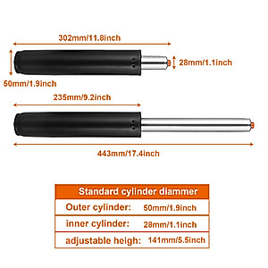 DAJAVE 2 Pack 5.5 Inch Office Chair Cylinder Replacement, Office Chair Gas Lift Cylinder, Hydraulic Pneumatic Shock Piston Heavy Duty(1000lbs) Universal Size Fits Most Executive Chairs