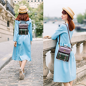 Little Bee Mini Backpack Women's Faux Leather Backpack Convertible Purse Stylish Crossbodybag (Green)