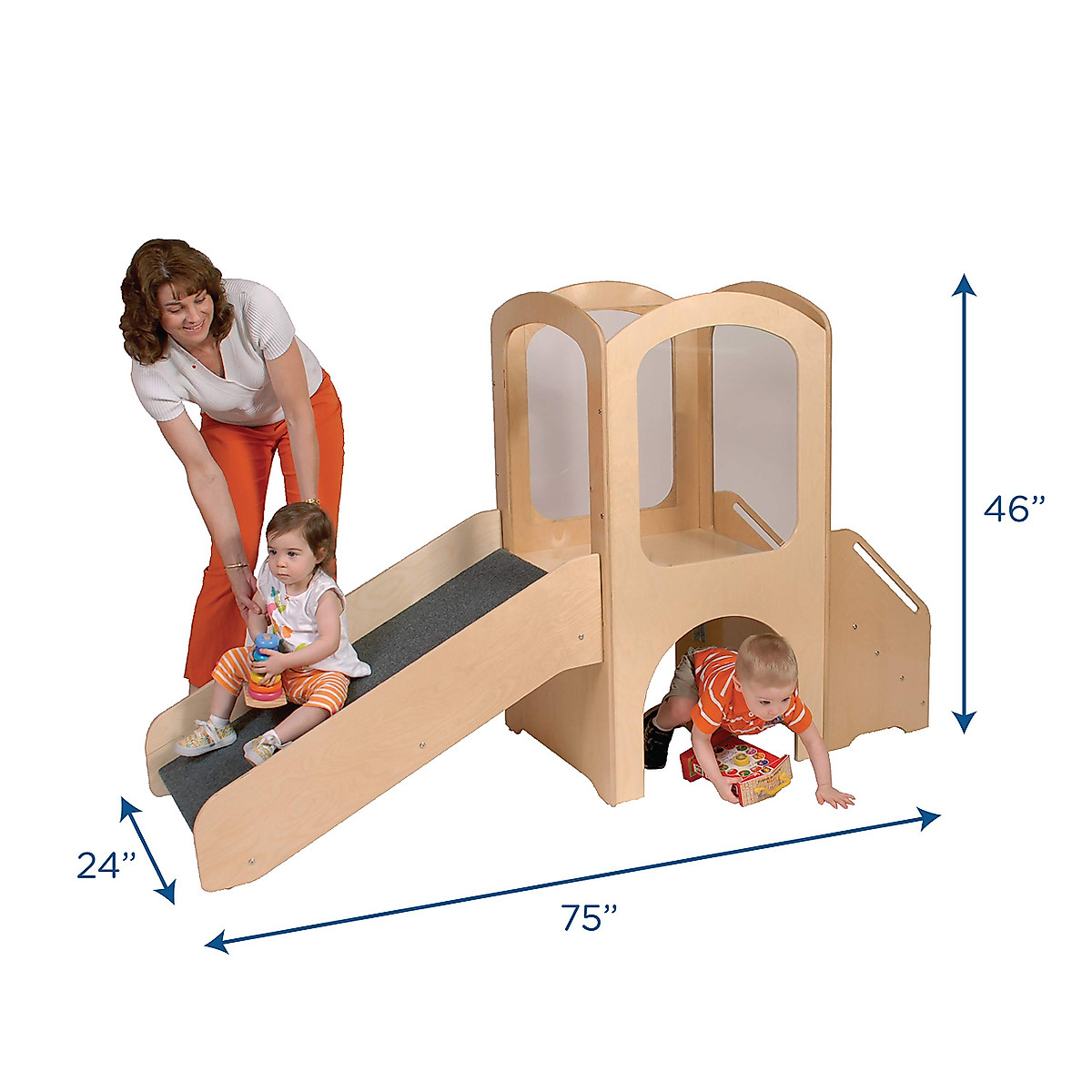 Children's Factory-ANG1617 Toddler Loft Set, Kids Indoor Play Equipment, Sliding/Climbing/Crawling Toys for Preschool/Daycare/Playroom, Wooden Classroom Furniture