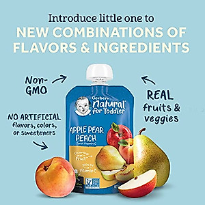 Gerber Baby Food Pouches, Toddler 12+ Months, Fruit & Yogurt Peaches & Cream, 3.5 Ounce (Pack of 12)