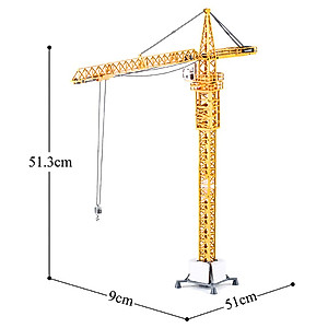 KAIKEA 1/50 Scale Metal Diecast Tower Crane Metal Construction Vehicles Model Toy, Cab 360 ° Rotated, for Kids and Adults