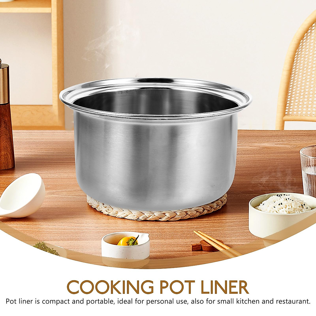 Cabilock Small Hot Pot Liner Small Everyday Pan Nonstick Stew Pot Korean Ramen Pot Pressure Pot Hotpot with Dividers Rice Maker Pan Rice Cooker Non Stick Stainless Steel Milk Pot Individual