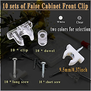 fallingstar False Cabinet Clips Tip-Out Sink Cabinet Clips - Universal False Front Fasteners for Drawer/Cabinet with Snap Mechanism - Hardware Replacement Set Includes Screws (4 White)