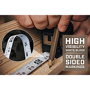 Spec Ops Tools 25-Foot Tape Measure, 1 1/8" Double-Sided Blade, Military-Grade Composite Case, 3% Donated to Veterans,
