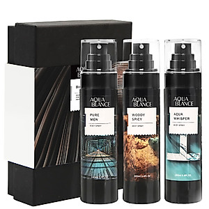 AQUA BLANCE Deodorizing Body Spray for Men, Mens Body Refreshing Spray, Fragrance Mist, Pack of 3, Each 3.4 Fl Oz, Total 10.2 Fl Oz