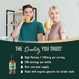 Organic Iodine Liquid for Thyroid Support | Nascent Iodine Supplements Over 1-Year Supply | USDA Certified Organic | Decolorized Iodine for Metabolism Support | Potassium Iodide Liquid | 1100 mcg