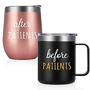 Gtmileo Nurse Gifts, 12 oz Before Patients After Patients Stainless Steel Insulated Coffee Mug Tumbler Set, Nurse Week Appreciation Graduation Gifts for Nurse Practitioner Doctor Medical Assistant