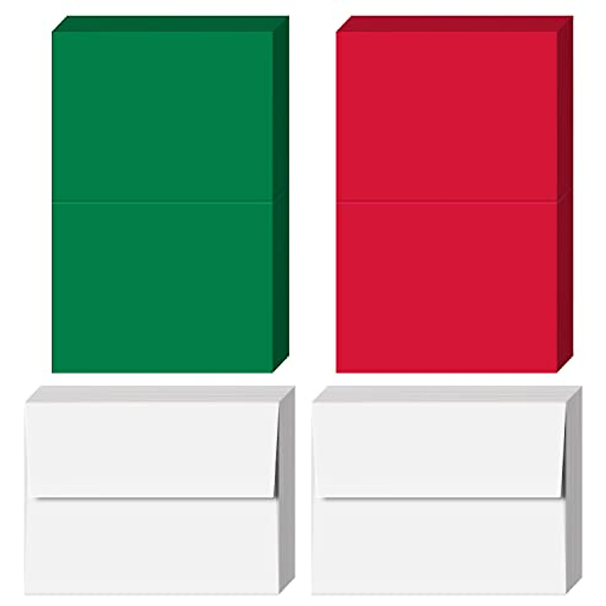 2024 Holiday Christmas Greeting Cards Set - 25 Red and 25 Green Blank Stationary Cards with 50 White Envelopes - 5" x 7" Cards, A7 Envelopes - Great for Greetings, Invitations, Thank You Cards, etc.