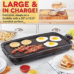 Extra Large Electric Griddle Nonstick - 20"x 10.5" Removable Cooking Plate with Drip Tray & Recipe Book for Pancakes Burgers Eggs (Aqua)