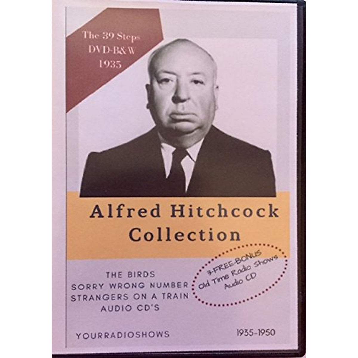The Alfred Hitckcock Case Collection-1935 B&W Movie DVD"The 39 Steps" BONUS Lux Old Time Radio Shows-Sorry Wrong Number, The Birds, Strangers On A Train Audio 3 CD's