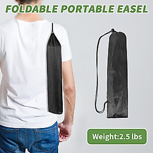 63" Tall Display Easel, Folding Instant Poster Easel, Black Steel Metal Telescoping Art Easel for Display Show, Easy Assembly with Carrying Bag (Black, 1Pack)