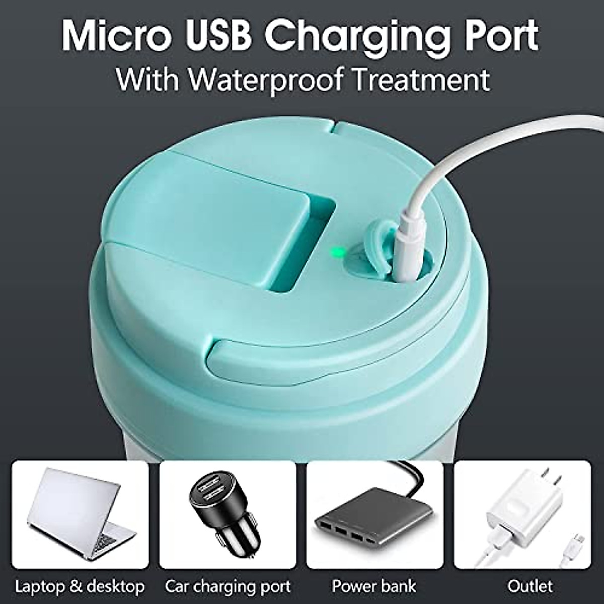 Health Moment,Tragbarer Mixer, USB – hergestellt aus BPA-freiem Tritan-Material – Fruchtkugel mit leistungsstarken 6 Klingen, angetrieben von 4440000 mAh. ( mAh. Blau)