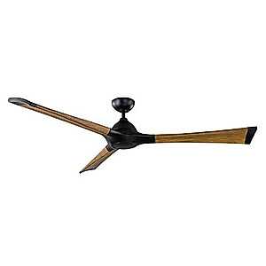 Woody Smart Indoor and Outdoor 3-Blade Ceiling Fan 72in Matte Black Distressed Koa with 2700K LED Light Kit and Wall Control works with Alexa, Google Assistant, Samsung Things, and iOS or Android App
