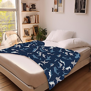 Shark Blanket,Sea Ocean Animals Kids Blanket, Shark Soft Blanket for Home Room Sofa Bed Couch Birthday Decor All Season 60x50 Inch