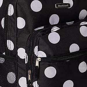 Rockland Double Handle Rolling Backpack, Black Dot, 17-Inch