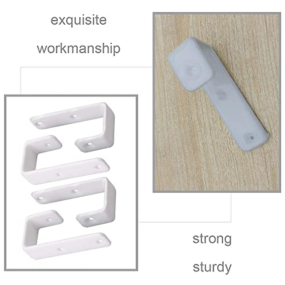 AIXITONG 4 Pcs 7 Shape Heavy Duty Bunk Bed Ladder Hooks Wooden Ladder Fixed Angle Irons White Bed Ladder Hooks for Bunk Beds