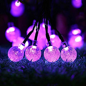 LIUPENGWEI Solar String Light, 20LED, 5m Outdoor Crystal Ball Christmas Decorative Lights Christmas Tree Lawn Home Garden, Dew Purple Waterproof Solar Lamp Garden Ghost Light