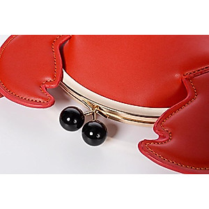 QZUnique Crab Shape Handbag Novelty Crossbody Bag Animal Shaped Purse Detachable Shoulder Bag Women's Satchel Red