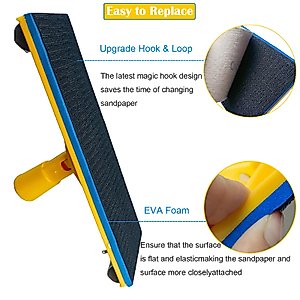 Pole Sander Replacement Hook and Loop Head - No-Flip Design with Quick Release Clamp and Universal Coarse Threaded Collar Sander Block- Sander Head Only