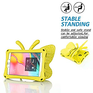 UUcovers Kids Case for Amazon Kindle Fire HD 8 Tablet (8th/7th/6th Generation, 2018/2017/2016) 8" with Handle Folding Kickstand Kid-Proof Shockproof EVA Foam Lightweight Stand Cover, Yellow Butterfly