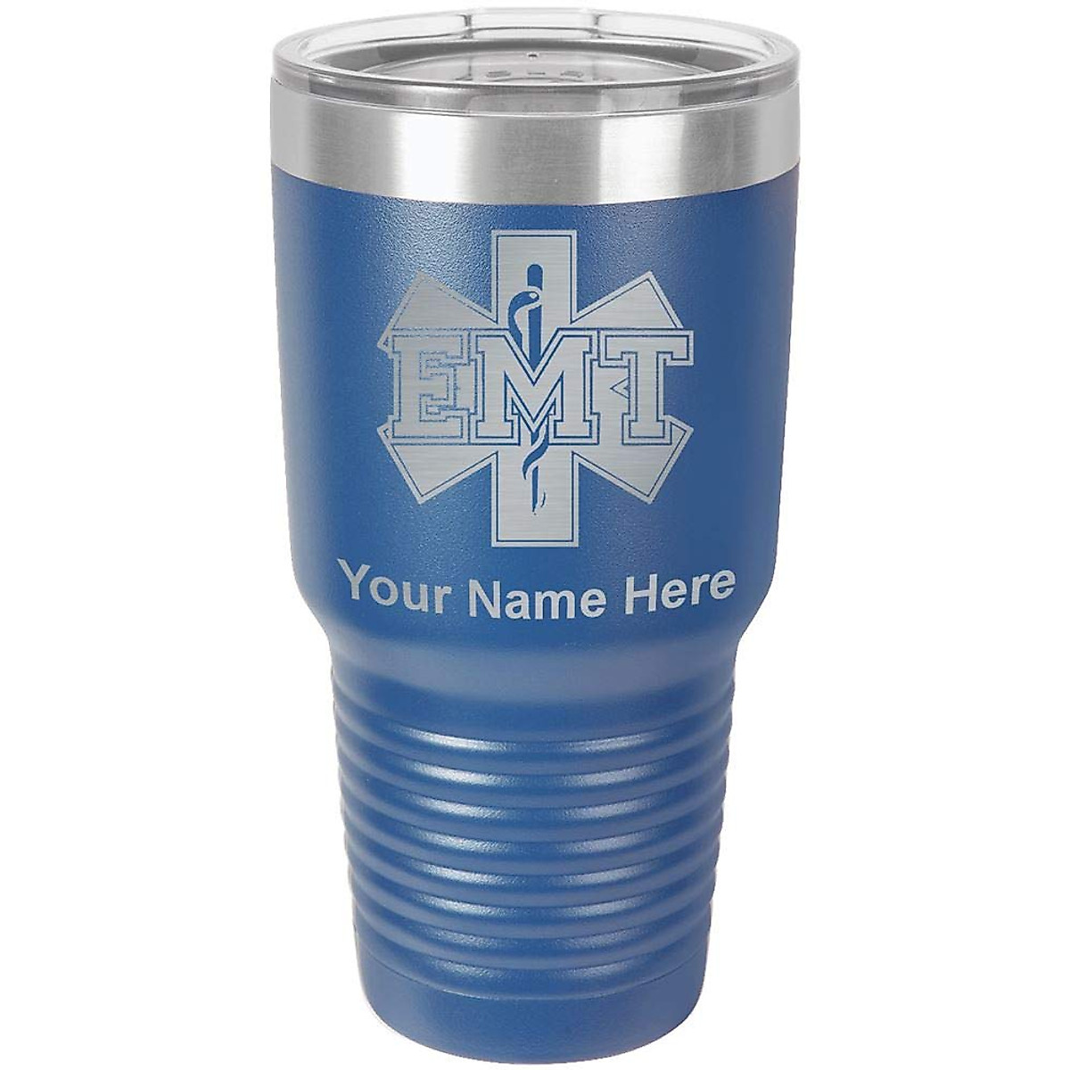 LaserGram 30oz Vacuum Insulated Tumbler Mug, EMT Emergency Medical Technician, Personalized Engraving Included (Dark Blue)