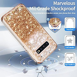 Coolden Case for Galaxy S10 Plus Cases Protective Glitter Case for Women Girls Cute Bling Sparkle Quicksand Heavy Duty Cover Hard Shell Shockproof TPU Case for Samsung Galaxy S10 Plus, Rose Gold
