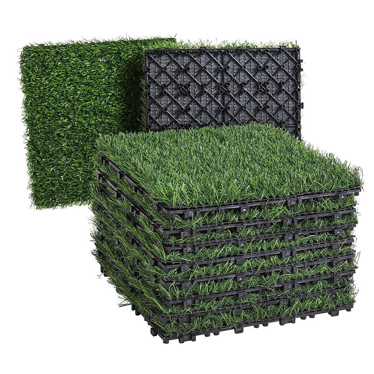 Yaheetech 12" x 12" Artificial Grass, Turf Tiles Interlocking Self-draining Grass, Fake Grass, Grass Pad for Dogs Potty, Patio, Balcony, Outdoor, Floor Decor, Pet, 27 Pack
