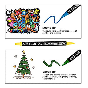 colpart 36 Colors Dual Tip Acrylic Paint Pens Markers,Premium Acrylic Paint Pens With Medium Tip and Brush Tip for Rock Painting,Wood,Canvas,Acrylic Paint Markers For DIY Crafts Christmas Gift