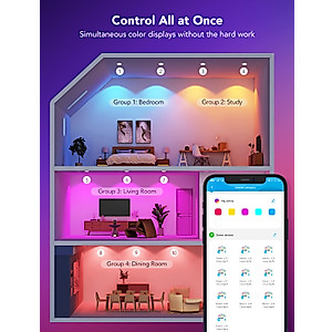 Govee Smart Recessed Lighting 6 Inch, Wi-Fi Bluetooth Direct Connect RGBWW LED Downlight, 65 Scene Mode, Work with Alexa & Google Assistant with Junction Box, 1100 Lumen, 4 Pack