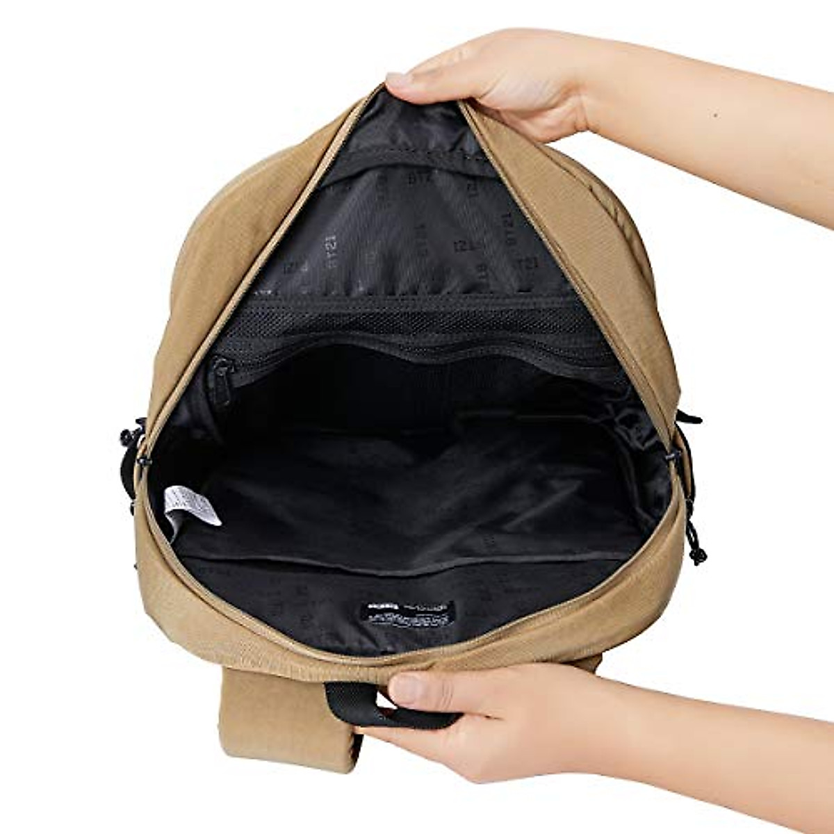 BT21 Space Wappen Collection Lightweight Canvas Mesh Casual Student Backpack, Beige