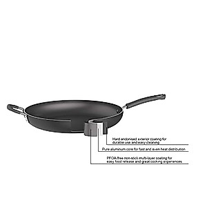 Amazon Basics Hard Anodized Non-Stick 14-Inch Skillet with Helper Handle, Black