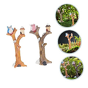 HANABASS 8 pcs Crafts Plant Simulations Bonsai Gardening Figurines Decors Doll Decoration Cartoon Tree Figurine Branch Animals Bird Pots House Decorations Ornaments Potted Mini for