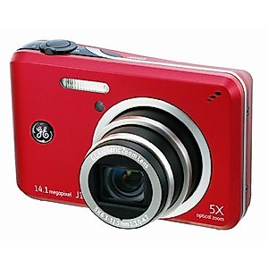 GE J1455 14MP Digital Camera with 5X Optical Zoom and 3.0-Inch LCD with Auto Brightness (Red)