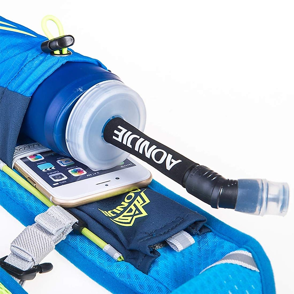 AONIJIE Lightweight Unisex 5.5L Running Race Hydration Vest Hydration Pack Backpack Riding Bag (Blue+2pcs 250ml Bottle)