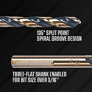 SOMADA 14-Piece Cobalt Drill Bit Set for Plastic, Wood, and Metal, M35 High-Speed Steel Twist Jobber Length Bits Sizes from 1/16" to 3/8" with Indexed Storage Case