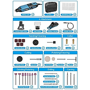 Rotary Tool Set,WESCO Rotary Tool-7 Variable Speed 8000-35000RPM,Power Rotary Tool with 82 Accessories,Rotary Tool Multi-Tool for Sanding, Polishing, Drilling, Etching, Engraving, DIY Crafts