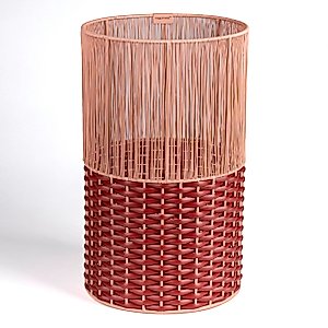 happimess HPM1101C Harper Modern 4.13-Gallon 2-Tone Faux Wicker Cylinder Waste Basket, Pink/Red for Home, Bathroom, Living Room, Office, Bedroom, Kitchen